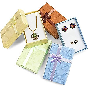 Jewelry Gift Box Set with Lids and Ribbon Bows (2 x 3 x 1 In, 4 Colors, 12 Pack)