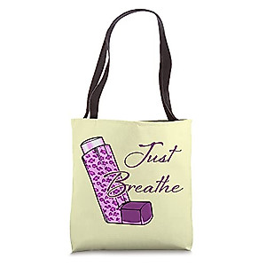 Purple and Pink Inhaler - Just Breathe - Asthma Tote Bag