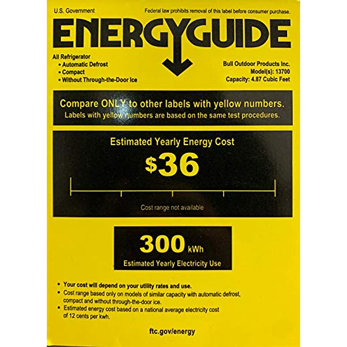 Bull Outdoor Products 13700 Series II Outdoor Refrigerator, Stainless Steel