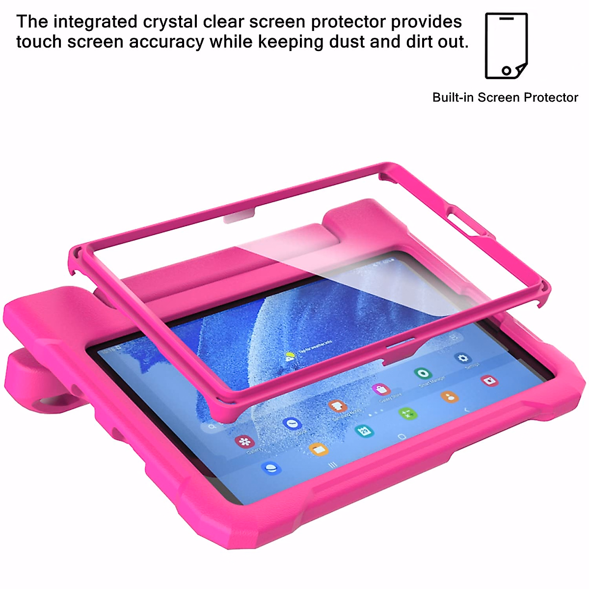 MAISON Kids Case for Samsung Galaxy Tab A9 8.7-inch 2023 SM-X110/X115/X117 & Galaxy Tab A7 Lite 8.7-inch 2021 T220/T225/T227 Shockproof, Built-in Screen Protector Stand Tablet Cover (Hot Pink)