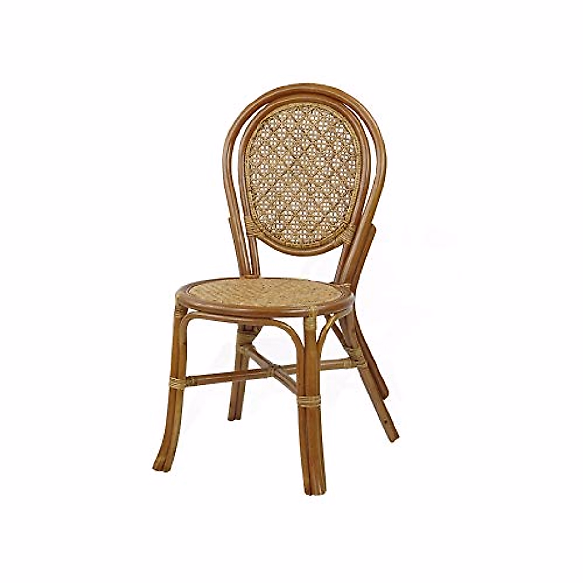 Set of 2 Denver Dining Handmade Wicker Side Chairs with Cream Cushions Natural Rattan, Colonial
