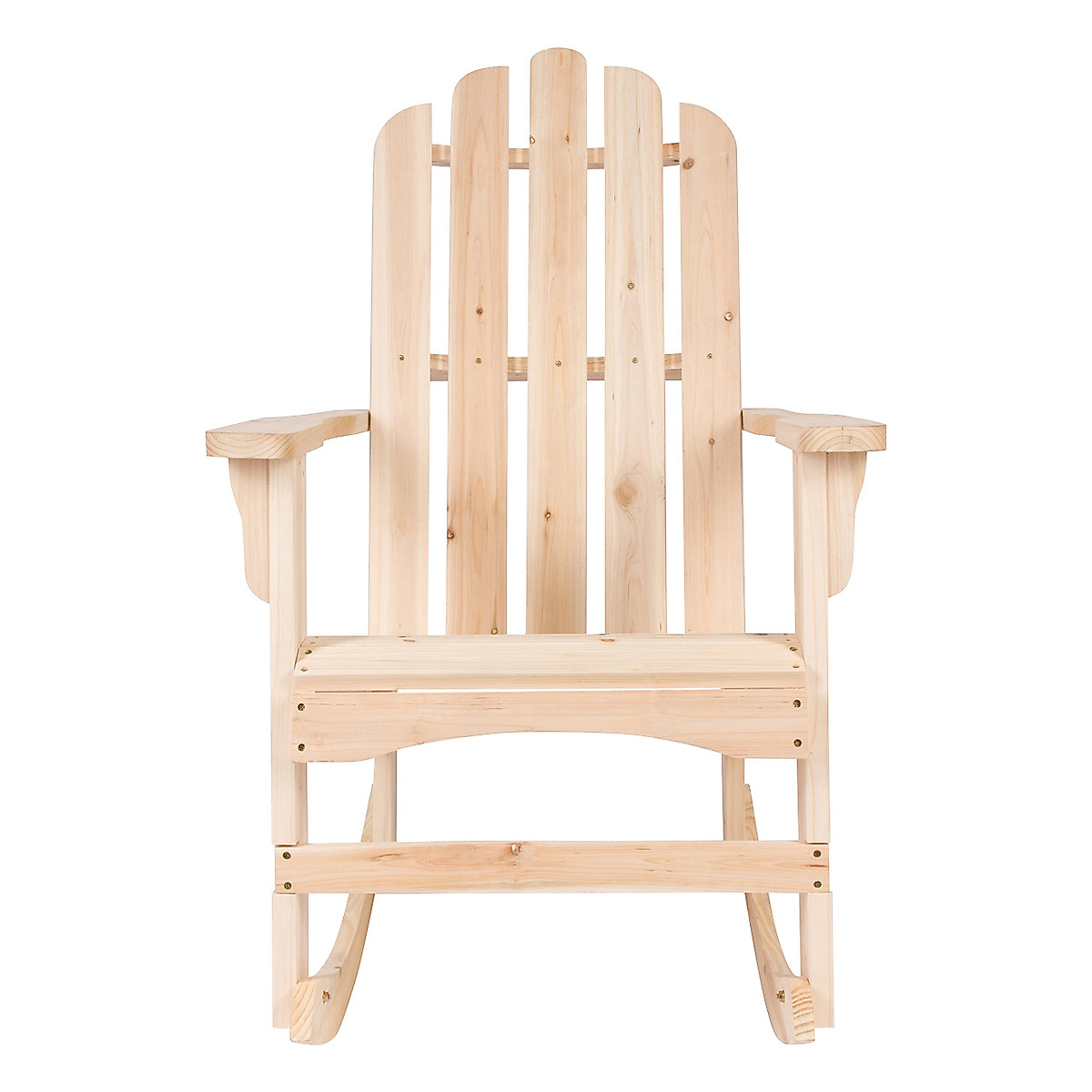 Shine Company Marina Adirondack Porch Rocker, Indoor Outdoor Wood Rocking Chair, Natural