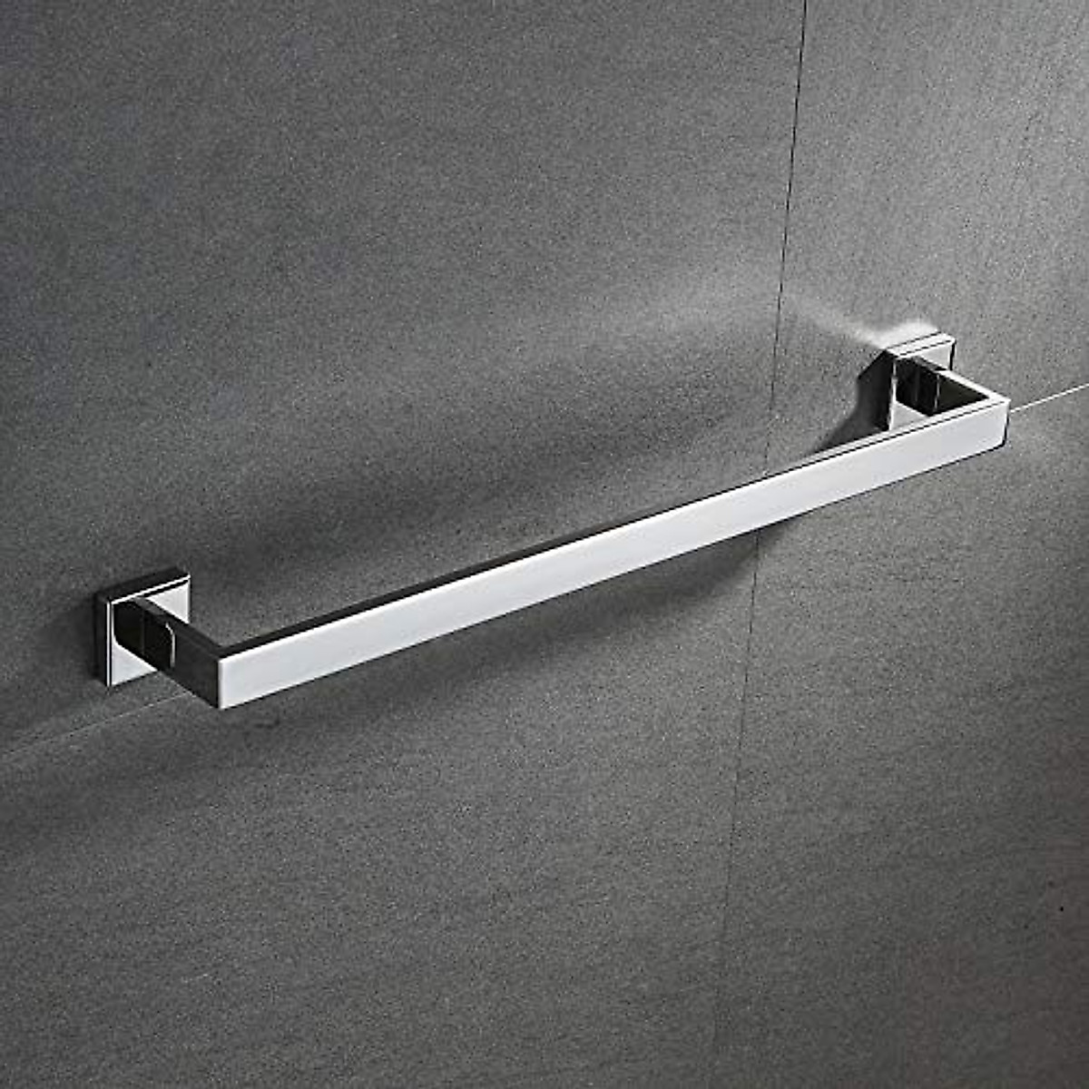 JunSun Square Towel Bar 24-Inch Stainless Steel Bathroom Hardware Towel Holder Modern Towel Rail Mirror Polished Bathroom Accessories Towel Rod Contemporary Wall Mounted Towel Rack Polished Chrome