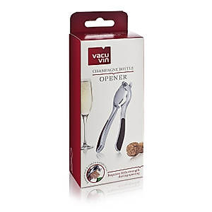 Vacu Vin Champagne Bottle Opener, Silicone, Silver, 7.2x18.4x3.7 cm