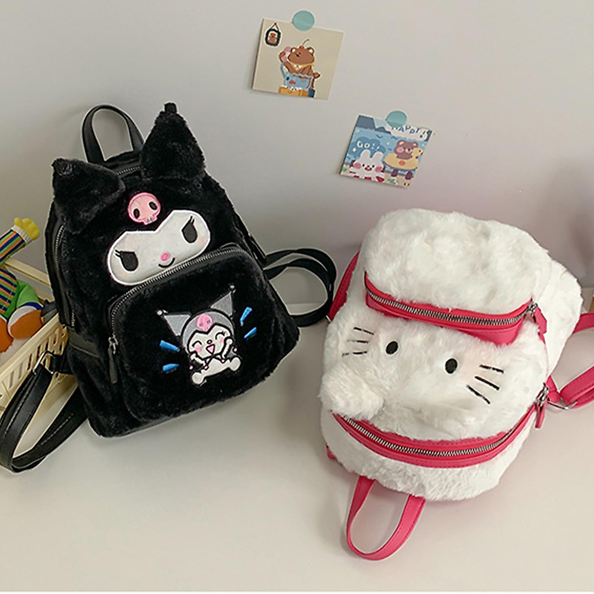 Ohjijinn Kawaii Backpack Cute Plush Bag, Anime Backpack Cartoon Bags, Plush Backpack Mini Backpacks for Girls Kids