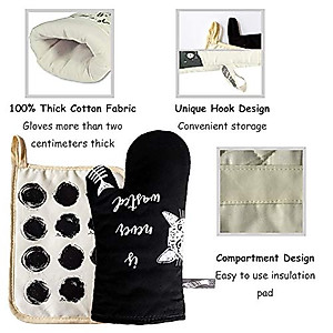 WAEKIYTL Oven Mitts and Pot Holders 4PCS Set Heat Resistant Gloves to Protect Hands Soft Cotton Lining Oven Gloves for Safe BBQ Cook Baking Grilling