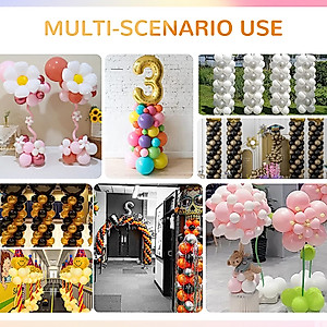 Metal Balloon Column Stand Kit Set of 4, Reusable Telescopic Design with Base and Water Bags, Height Adjustable from 1.4 to 6.8 Ft, Balloon Stander for Baby Shower Birthday Graduation Wedding Party