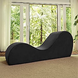 Avana Sleek Chaise Lounge for Yoga-Made in The USA-for Stretching, Relaxation, Exercise & More, 60D x 18W x 26H Inch, Black