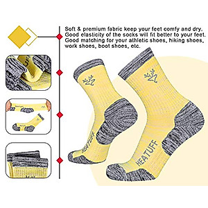 Heatuff Womens 6 Pack Hiking Crew Socks Performance Athletic Cushion Outdoor Trekking Sock