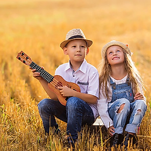 Kids Guitar Ukulele, Musical Instrument for Toddler Ukulele, 4 Strings Guitar for Beginners Ukulele Toy (Brown-Love)