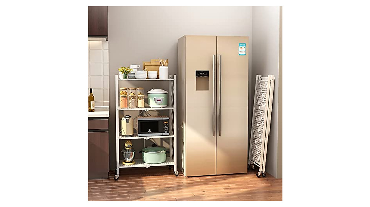 VOLPONE Foldable Metal Storage Shelves with Wheels