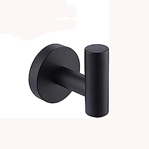 EYHLKM 2 PCS Black Robe Hook Stainless Steel Bathroom Single Bath Towel Hook Clothes Hanger Wall Mounted, Matte Black