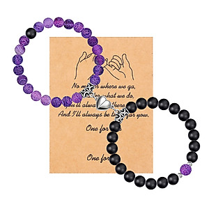 GIEIWIW Magnetic Bracelets for Couples Love Bracelets Distance Natural Beaded Bracelet Purple