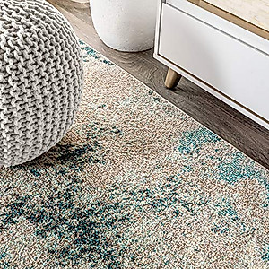JONATHAN Y CTP103A-8 Contemporary POP Modern Abstract Vintage Faded Indoor Area-Rug Bohemian Easy-Cleaning High Traffic Bedroom Kitchen Living Room Non Shedding, 8 X 10, Gray/Blue