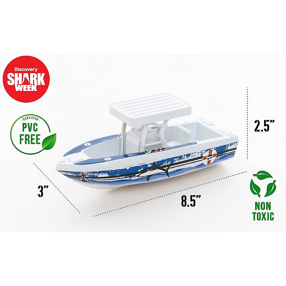 Shark Week Discovery Deep Ocean Explorer Big Toy Playset for Kids, Toy Boat Action Figure Scuba Diver Deep Sea Diver, Great White Shark, Hammerhead, Hand Painted, Eco Friendly, Officially Licensed