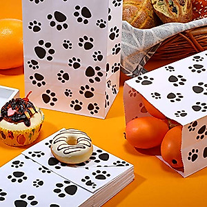 36 Pack Dog Paw Print Gift Paper Bags Dog Paw Print Treat Bags, Paw Print Gift Bags Dog Party Favors Paw Print Goodie Bags Dog Gift Bags Cat Treat Bags for Puppy Pet Treat Party Favor(White Black)