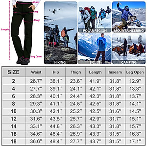 Jessie Kidden Women's Waterproof Pants Hiking Ski Snow Fish Fleece Lined Insulated Outdoor Golf Travel Pant (801F Black 6)