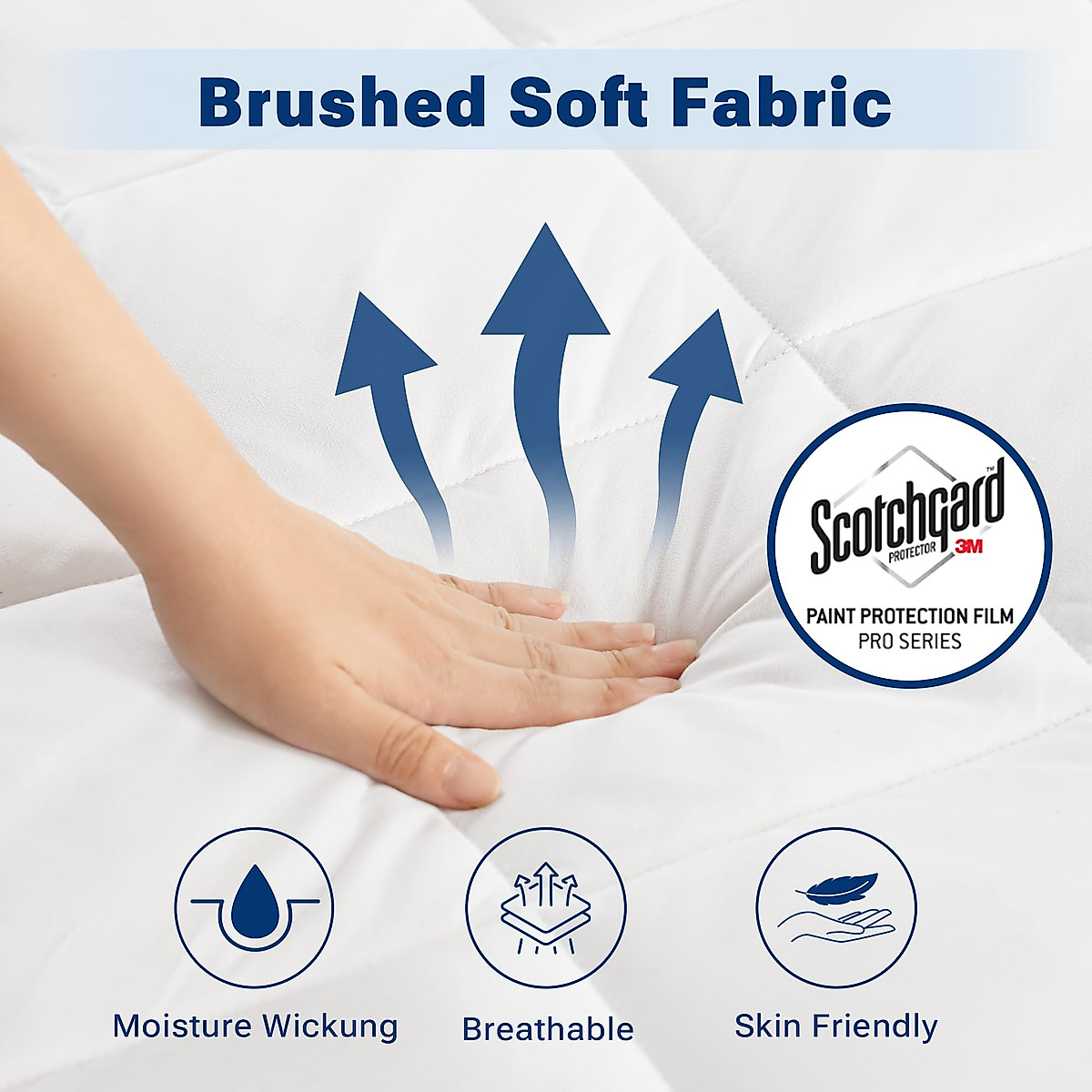 Sleep Philosophy Waterproof Mattress Protector Queen Size Mattress Pad, 3M Scotchgard, Quilted & Fitted Microfiber Mattress Topper, Noisless & Deep Pocket Fits Up to 20" Mattress, Queen White