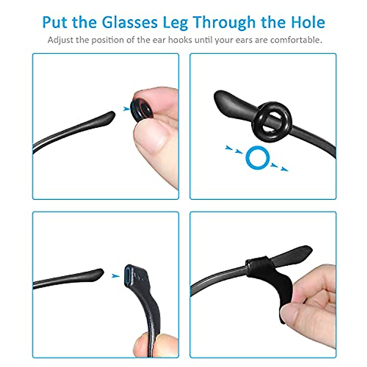 12 Pairs Mcyye Eyeglasses Ear Grips, Anti Slip Eyeglass Retainer, Premium Silicone Ear Hook, Keep Glasses from Slipping Down Your Nose, Simple, Effective Helper for Kids, Adults, Sports, Study & Work