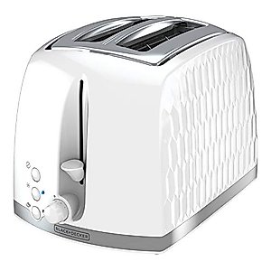 BLACK+DECKER TR1250WD Honeycomb Collection 2-Slice Toaster with Premium Textured Finish, White