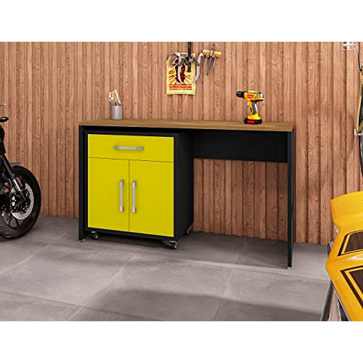 Manhattan Comfort Eiffel Garage Cabinets and Storage System, Set of 2, White