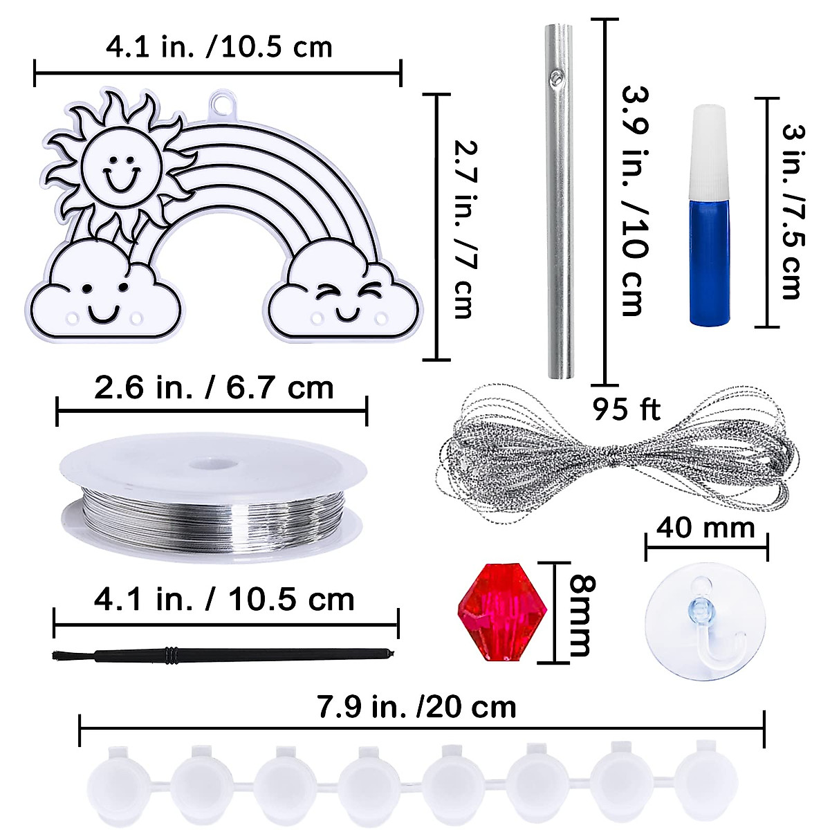 Winlyn 24 Sets Rainbow Suncatchers Ornaments Decorations DIY Window Paint Art Suncatchers Craft Kits Hanging Rainbow Sun Catchers for Kids Spring Summer Home Classroom Party Activity Art Project