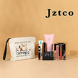 Sewing Gifts, Gifts for Quilters, Sewing Gifts for Sewing Lovers, Quilting Gifts for Women, Mom, Aunt, Sister, Grandma, Quilters for Birthday Christmas Gift Ideas – Scraps Make Quilts Makeup Bag