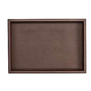 Ottoman Serving Tray Made of Wood & Faux Leather - 18” x 13” - Brown