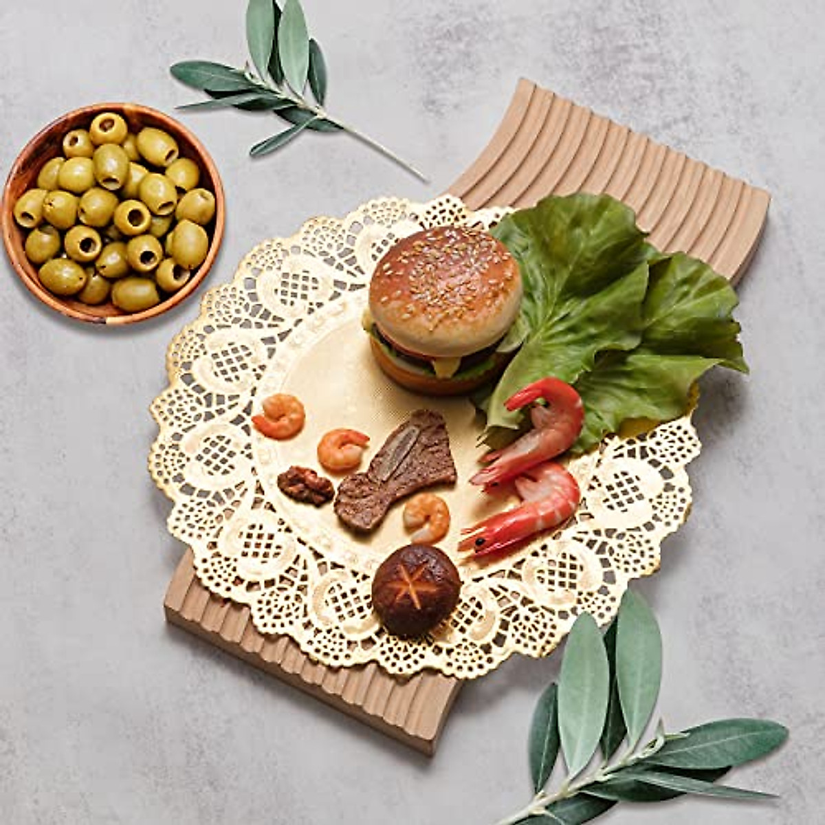 200 Pcs Gold Paper Doilies for Tables Set Lace Round Paper Placemats Decorative Disposable Placemats Doily Paper Pad for Dinner Plates Cake Dessert Crafts Wedding Tableware Party Decor (12 Inch)