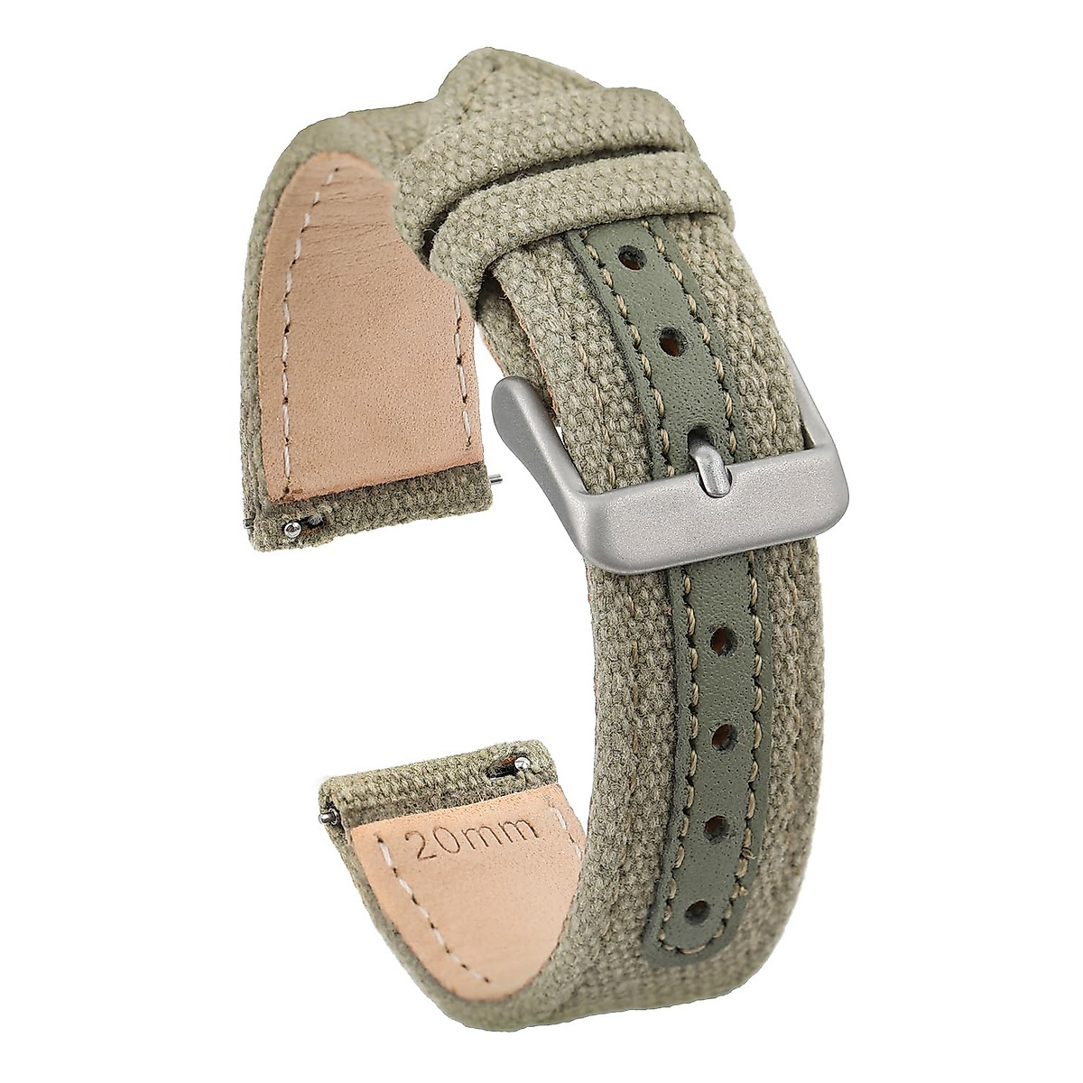 TACTICAL FROG 20mm Fast Release Nylon Watch band Military Watch Straps with Stainless Steel Buckle, Two-Piece Waterproof Nylon + Leather Watchbands for Men and Women