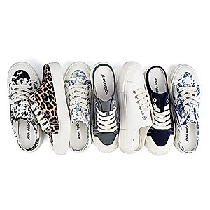 Women Slip On Mules Sneakers Canvas Slipper Shoes Low Tops Backless Walking Shoes