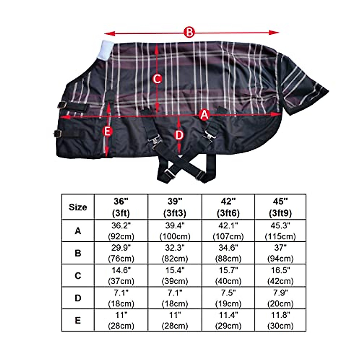 LEAFOREST 600 Denier Waterproof Shetland Rug Pony Rug Foal Rug No Fill Red 45"