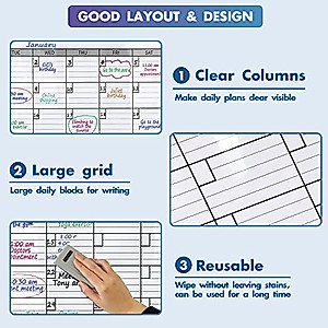 Dry Erase Two Month Laminated jumbo Wall Calendar, 38" x 50", Huge bimonthly Vertical Laminated Erasable White Board, Giant 60 day Family Whiteboard Schedule Planner, Large Multi Month Reusable Poster