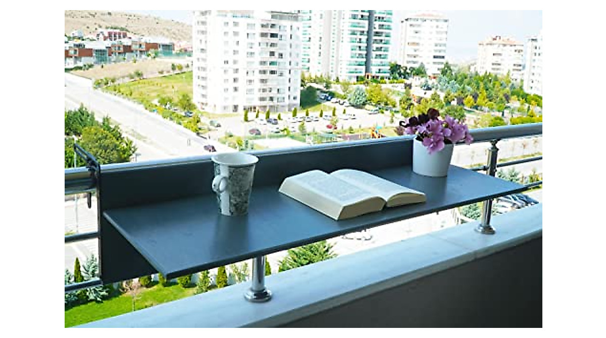 GENESIS WOODESIGN Balcony Bar Table for Railing, Folding Outdoor Deck ...