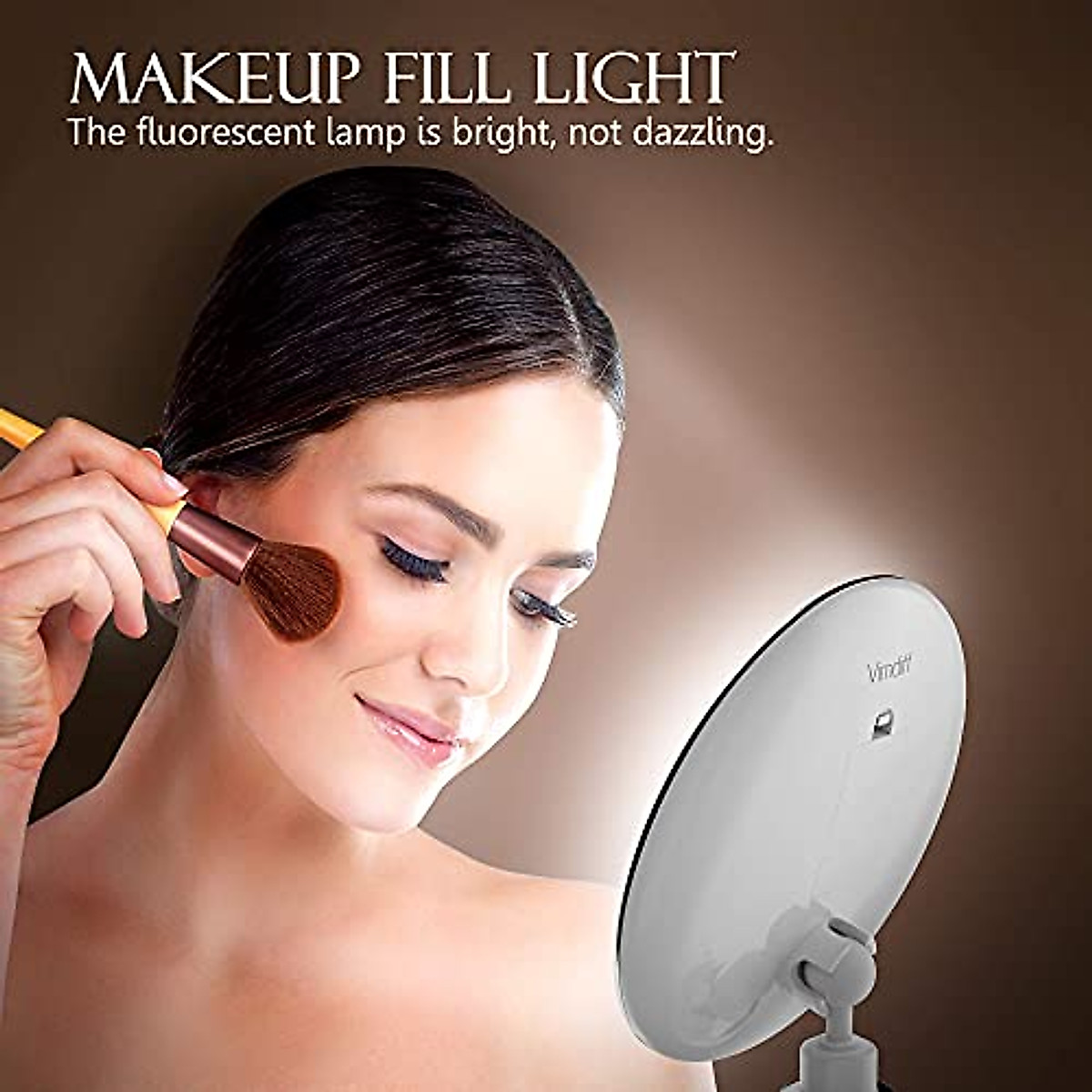 Vimdiff 10X Magnifying Makeup Mirror with Lights, Portable Hand Cosmetic Magnification Lighted Makeup Mirror for Home Tabletop Bathroom Shower and Travel