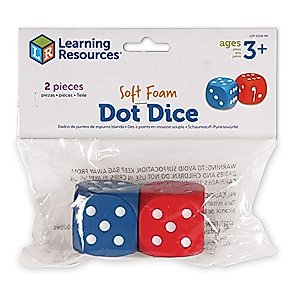 Learning Resources Soft Foam Dice Dots, 2 Pieces, Multi