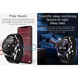 KRG Kerunga Business Sports Smart Watch Compatible with iPhone and Android/with Bluetooth Calling/Heart Rate/Sleep Tracker/IP67 (Black Silicone Strap Style, KRG-K29, 10*1.8*0.5inch