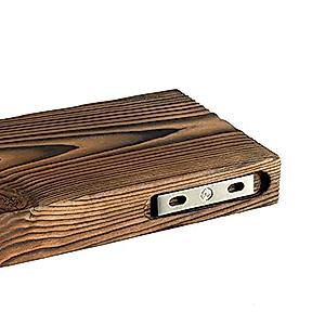 Mark One Home Goods Rustic Farmhouse 3 Tier Justified Floating Wood Shelf - Floating Wall Shelves (Set of 3), Hardware and Fasteners Included (Walnut, 24")