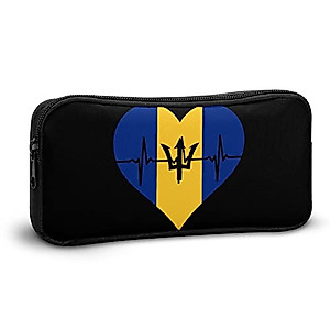 Love Barbados Heartbeat Pencil Case Stationery Pen Pouch Portable Makeup Storage Bag Organizer Gift