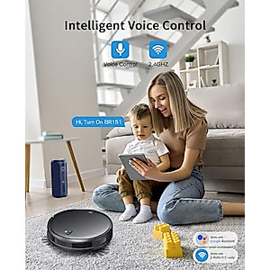 Robot Vacuum and Mop Combo, 2 in 1 Mopping Robot Vacuum Cleaner with Schedule, Wi-Fi/App, 1400Pa Max Suction, Self-Charging Robotic Vacuum, Slim, Ideal for Hard Floor, Pet Hair, Low-Pile Carpet