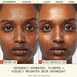 Youth To The People Superberry Glow Dream Mask - Brightening Overnight Face Mask + Hyaluronic Acid Night Moisturizer with Vitamin C & Squalane Oil for Even Skin Tone - Clean, Vegan Skincare (2oz)