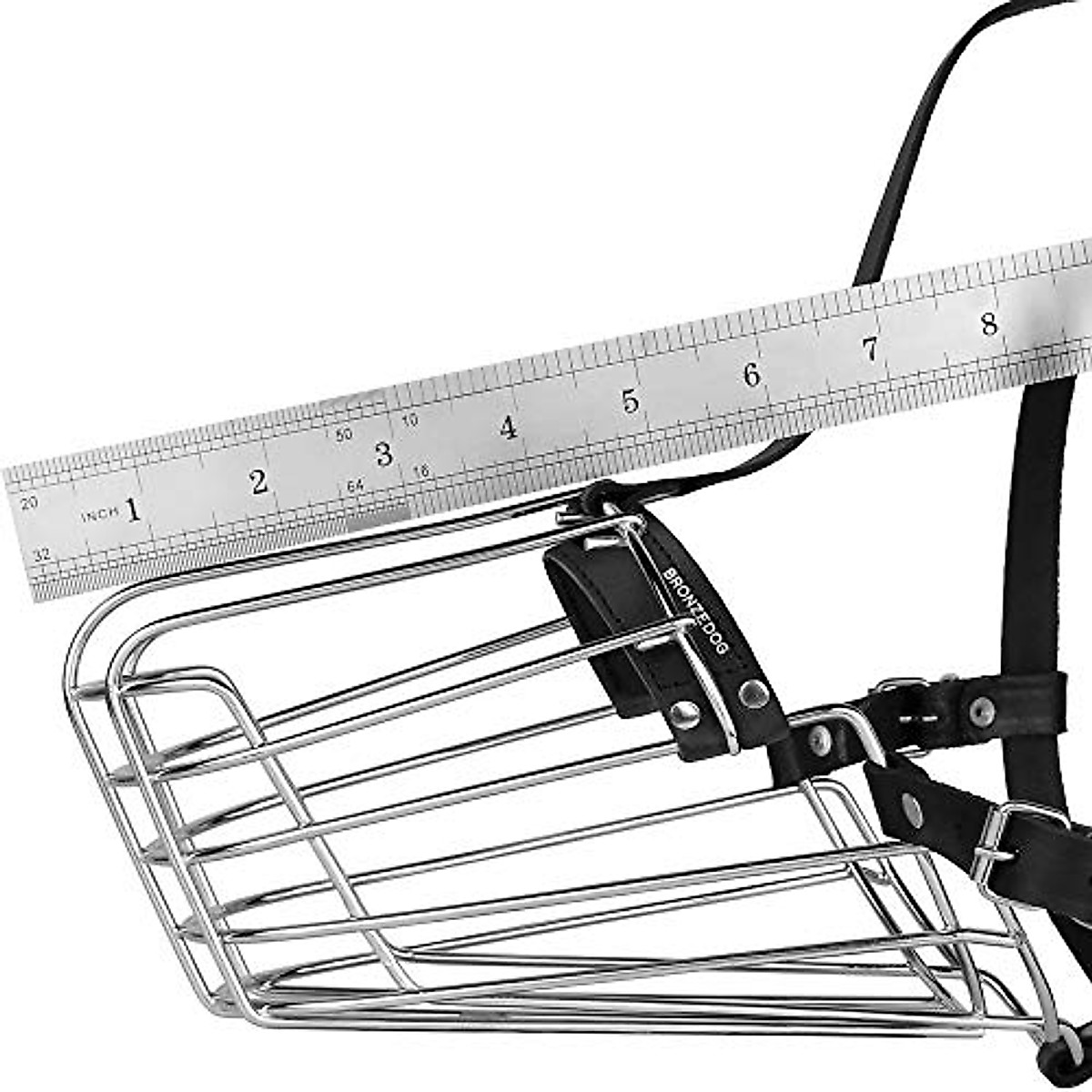 BRONZEDOG Wire Dog Muzzle German Shepherd for Medium Large Dogs Adjustable Durable Metal Basket for Biting Chewing Barking (M)