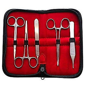 Surgicalonline 15 Piece Stainless Steel Training Suture Blade Tool Kit/Set with Scalpel 10 Blade, for Medical, Veterinarian Student Tools Kit, Biology and Dissection Lab Students