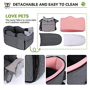 Dog Car Seat for Small Dogs Center Console Pet Booster Seat for Car Armrest Car Seat Middle Console Puppy Seat(Gray-waves Edge)