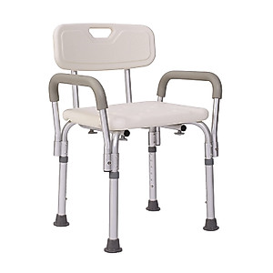 Tool-Free Assembly Spa Bathtub Shower Lift Chair, Adjustable Shower Bench, White Bathtub Lift Chair with Arms