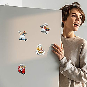 fzbali Italian Fat Chef Fridge Magnets Set of 4, Cute Chef Figurine Statue Decorations for Home Kitchen Restaurant, Funny 3D Resin Baker Refrigerator Decors Accessories
