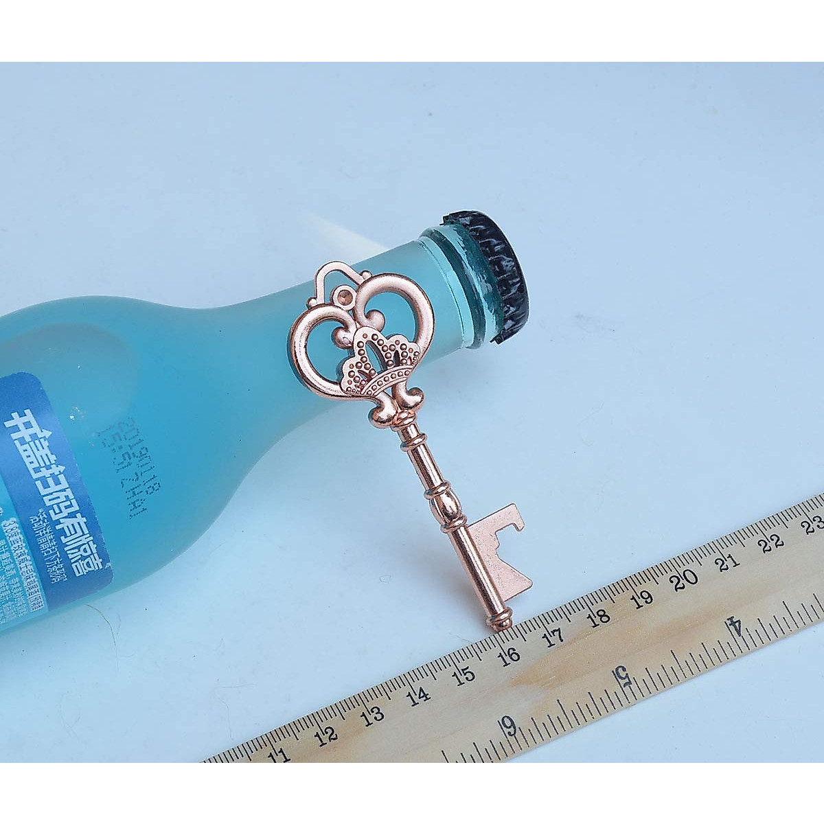 50pcs Rose Gold Skeleton Key Beer Bottle Opener With 100 Pcs Thank You Card and 98 Feet Hemp Rope for Wedding Party Favors
