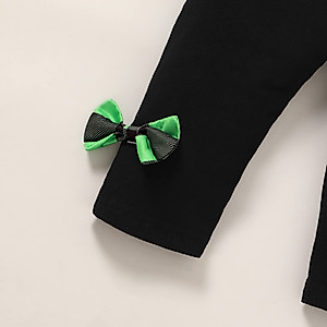 YOUNGER TREE Toddler Girl St Patricks Day Outfits Four-Leaf Clover Sweatshirt Clothes Saint Patrick's Day Ruffle T Shirt Tops + Bell Bottoms Pants (Green Plaid A, 4-5T)