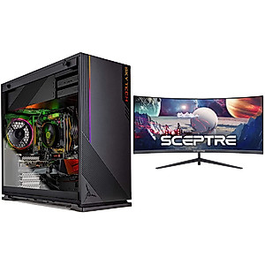 Skytech Gaming Azure Gaming PC Desktop with 30-inch Sceptre Curved Gaming Monitor