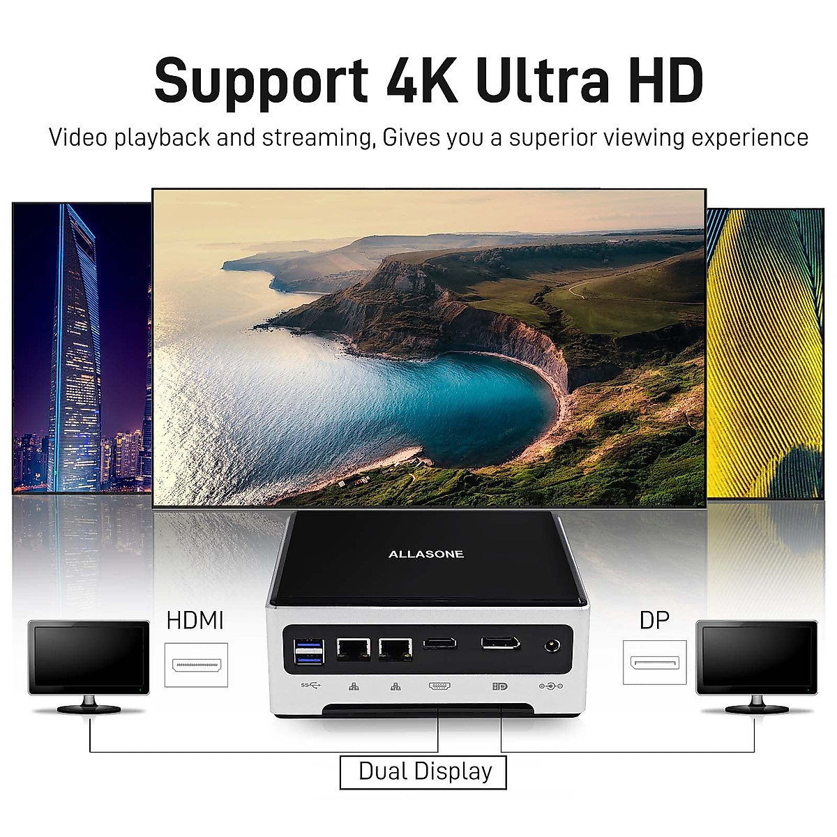 ALLASONE Mini PC Windows 11 Pro Core i7-1165G7,Mini Computer Dual LAN,32GB DDR4 RAM 512GB M.2 NVME SSD,Micro Computer USB3.0 HDMI DP, Dual Band WiFi BT 4.2